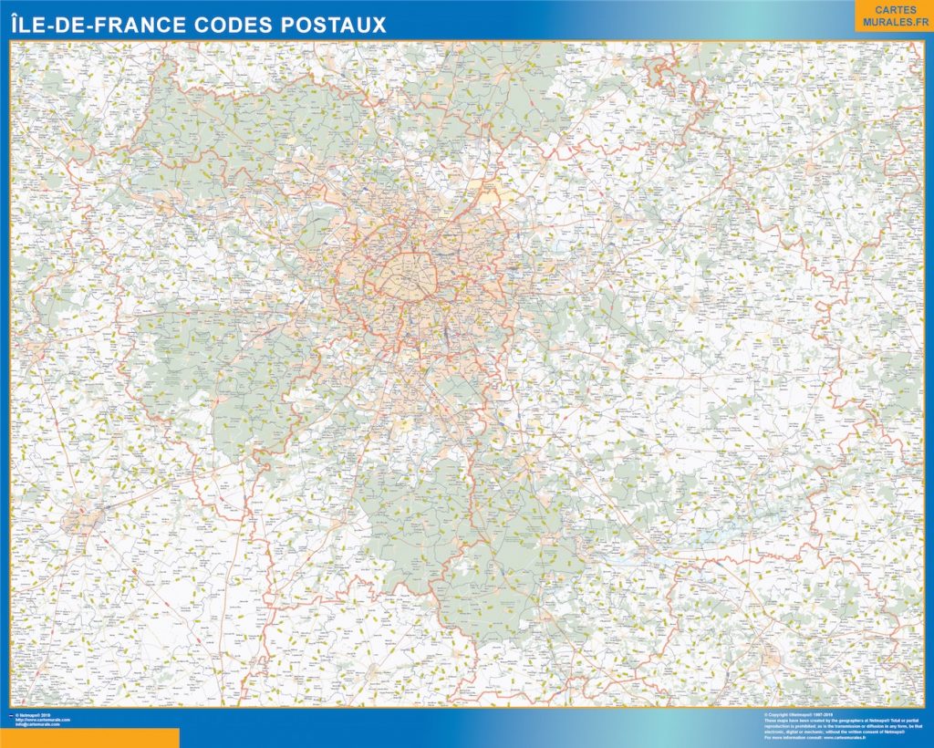 mappa Ile de Francia codici postali | Mappe mondo Netmaps