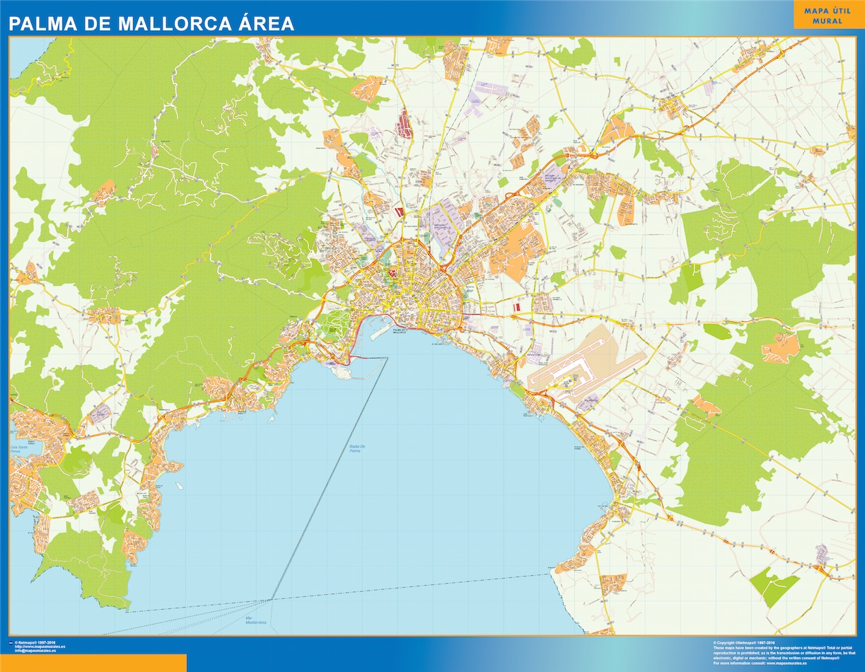 Strade mappa Palma Mallorca Spagna | Mappe mondo Netmaps
